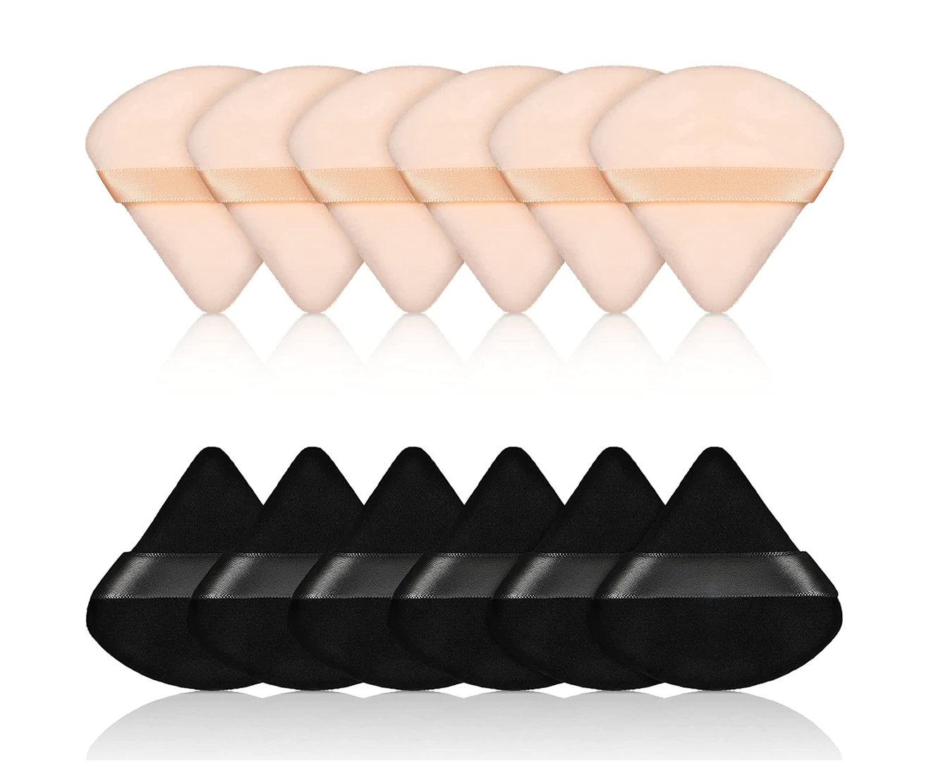 12pcs fan-shaped triangle powder puff (6*black+6*skin color)- Powder ...