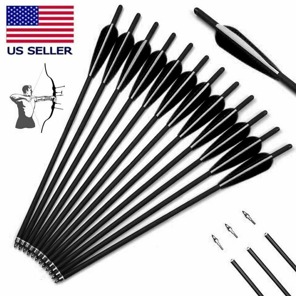 12pcs/set 20" Mixed Carbon Archery Arrows OD 8.8mm Crossbow Hunting ...