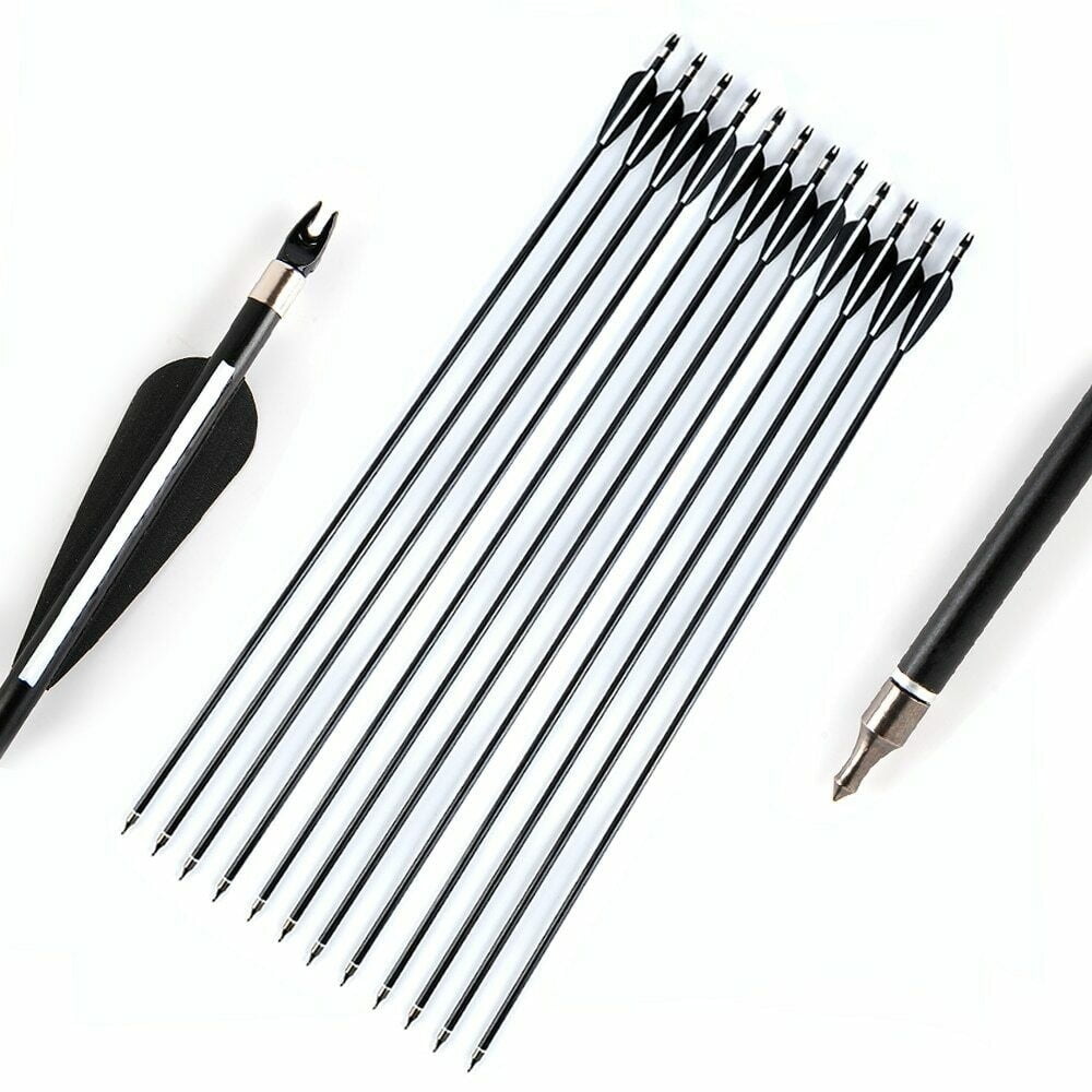 12pcs/set 30 inches Fiberglass Arrows OD 8mm Archery Arrows For Recurve ...