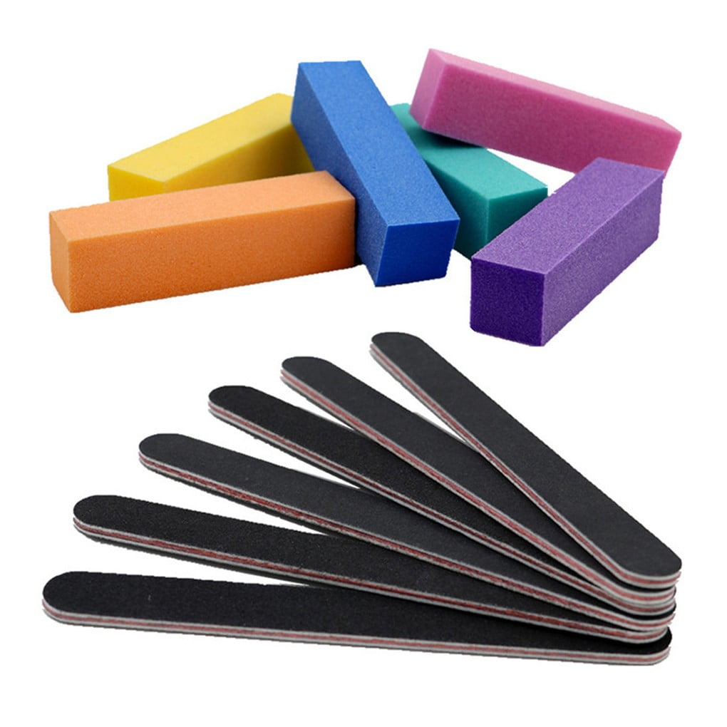 12pcs/set Nail Files Rectangle Shape Buffer Nail Polishing Rasp Block ...
