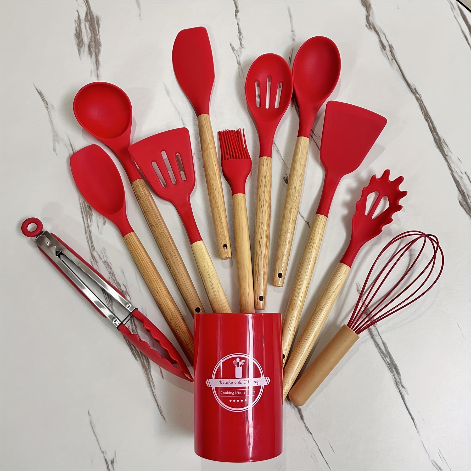 12pcs/set, Silicone Utensil Set, Kitchen Utensil Set, Safety Cooking ...
