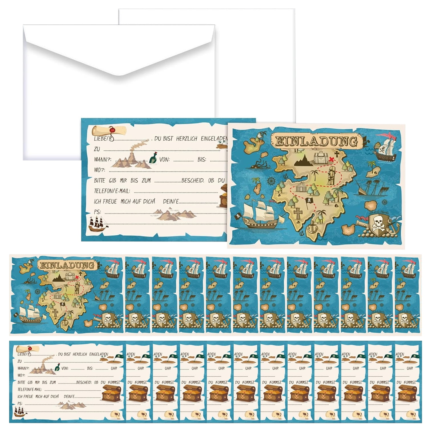 12pcs treasure map theme birthday party invitation card - Walmart.com