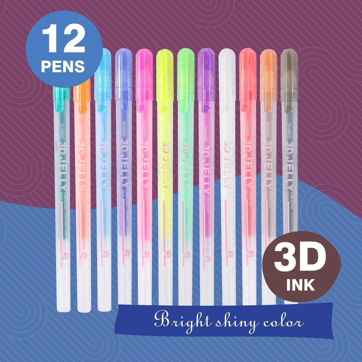 12pcs3D Ink Gel Pen Set, 1mm thick dot ink pen, various colored inks ...