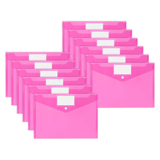 12pcsa4 Button file bag Color pp plastic file office file bag Ticket ...