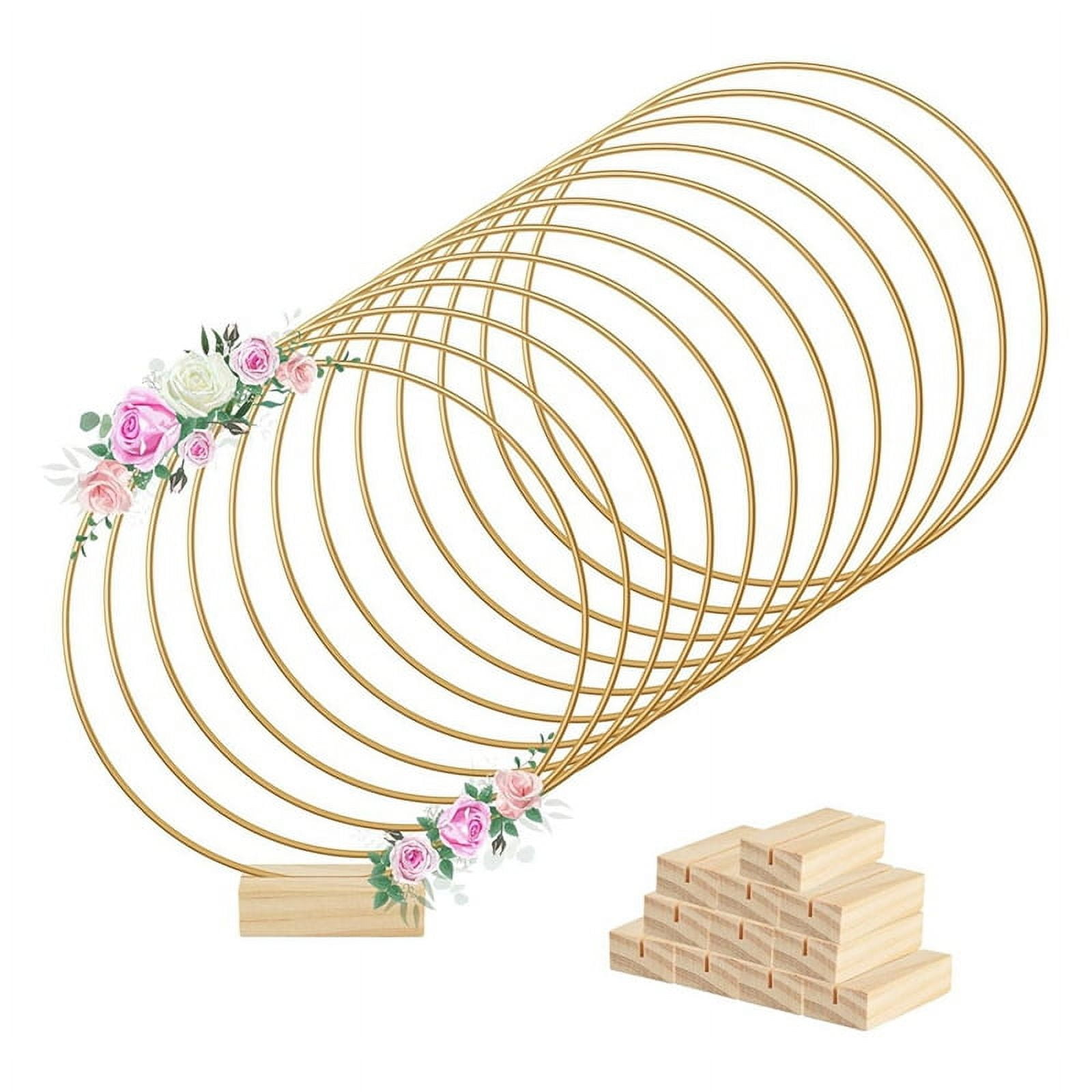 12pieces 8 Inch Metal Floral Ring Centerpiece Strips 12 Wooden Stands ...