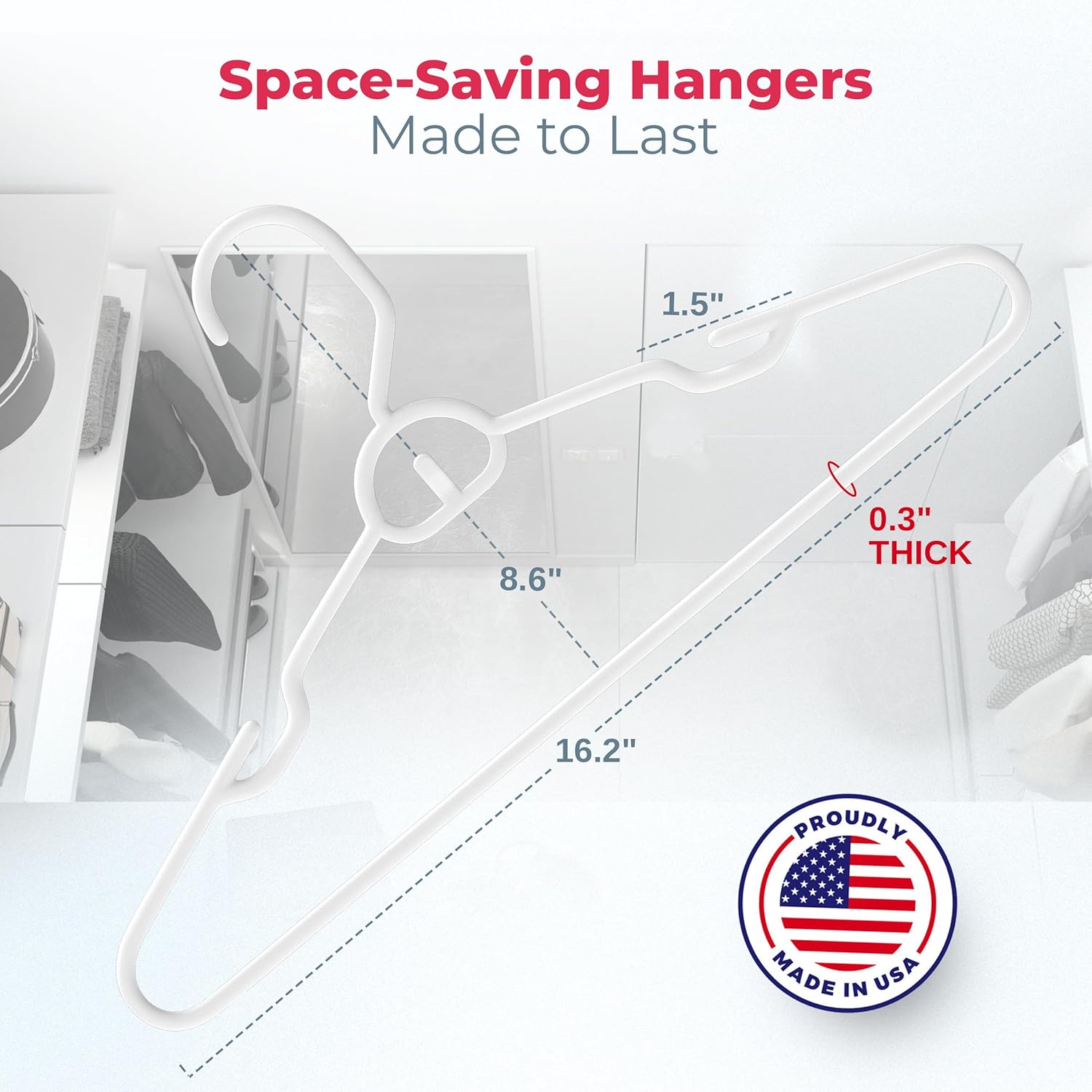 12pk Attachable Clothes Hangers - Heavy Duty Plastic Hangers for Closet ...