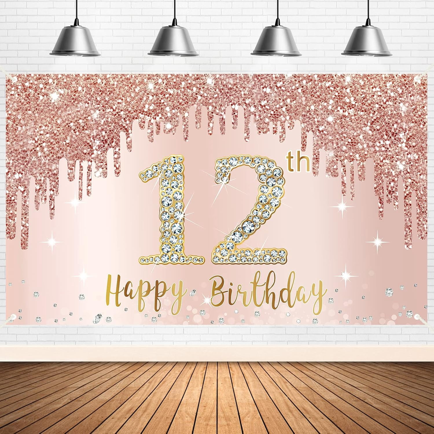 12th Birthday Banner Decorations for Girls, Rose Gold Happy 12 Birthday ...
