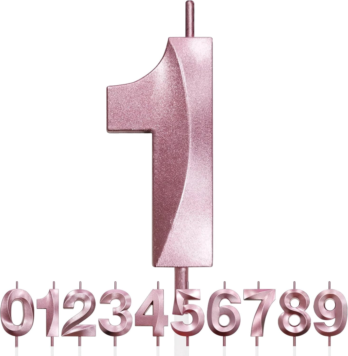 12th Birthday Candle, 3D Design Rose Gold Glitter Number Candles, Cake ...