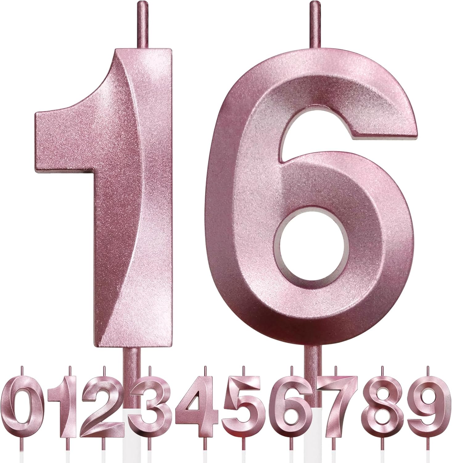 12th Birthday Candle, 3D Design Rose Gold Glitter Number Candles, Cake ...