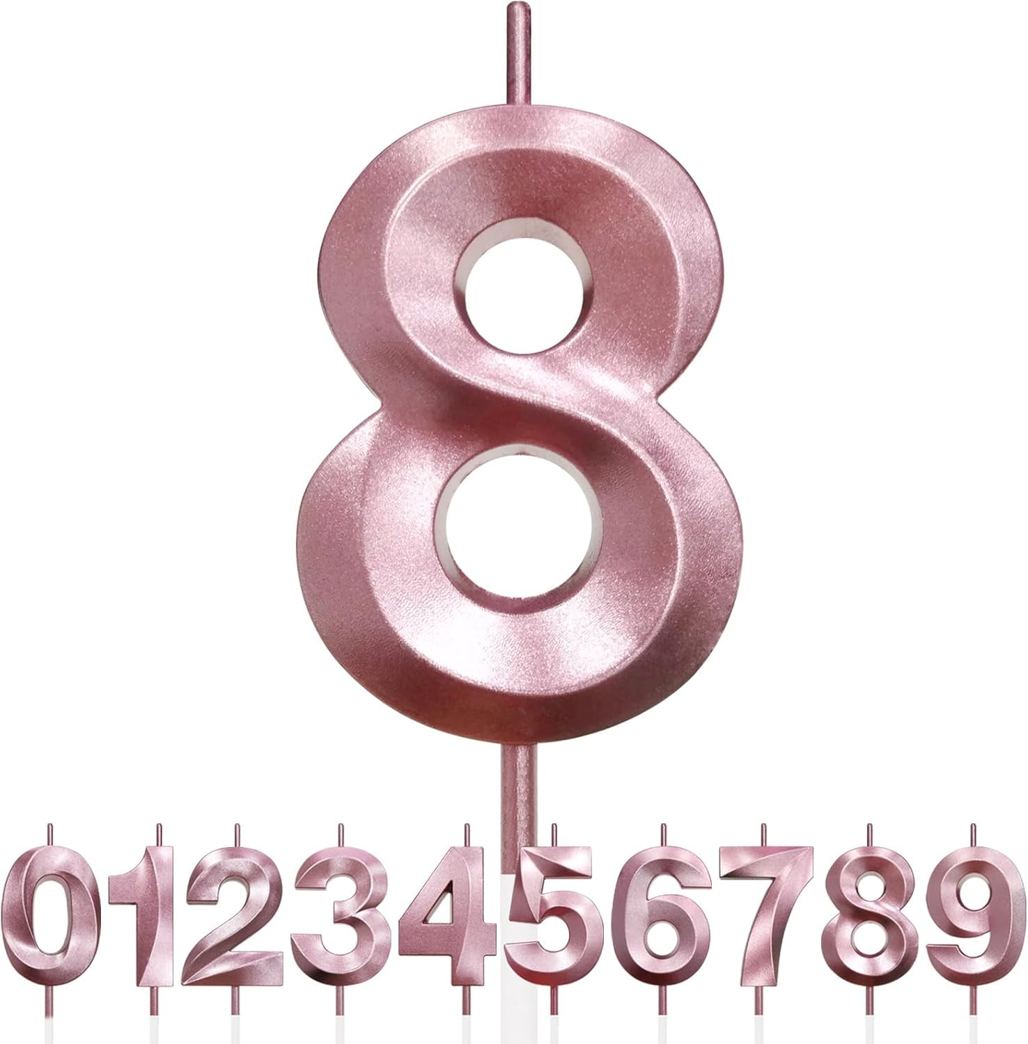 12th Birthday Candle, 3D Design Rose Gold Glitter Number Candles, Cake ...