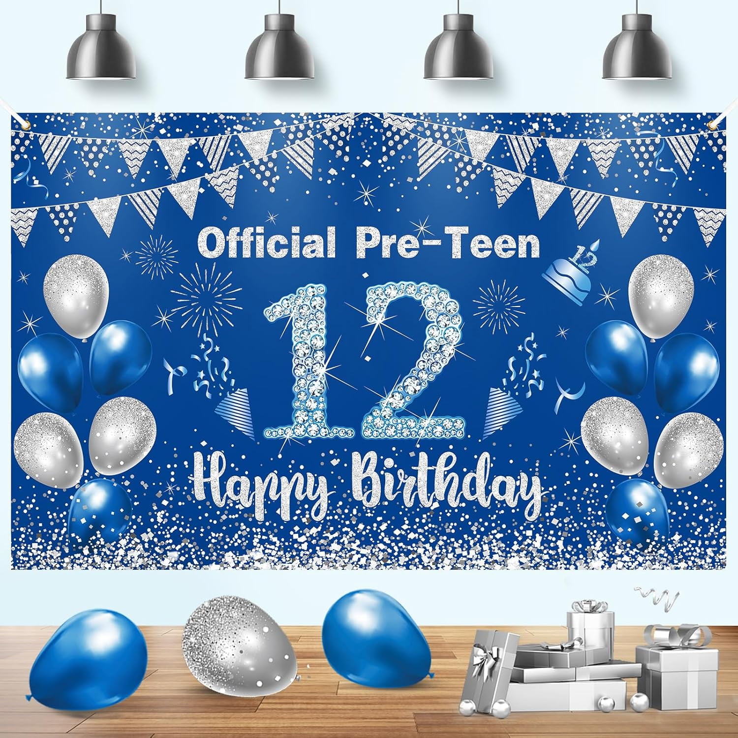 12th Birthday Decorations for Boys Blue Sliver Official Pre-Teen 12th ...