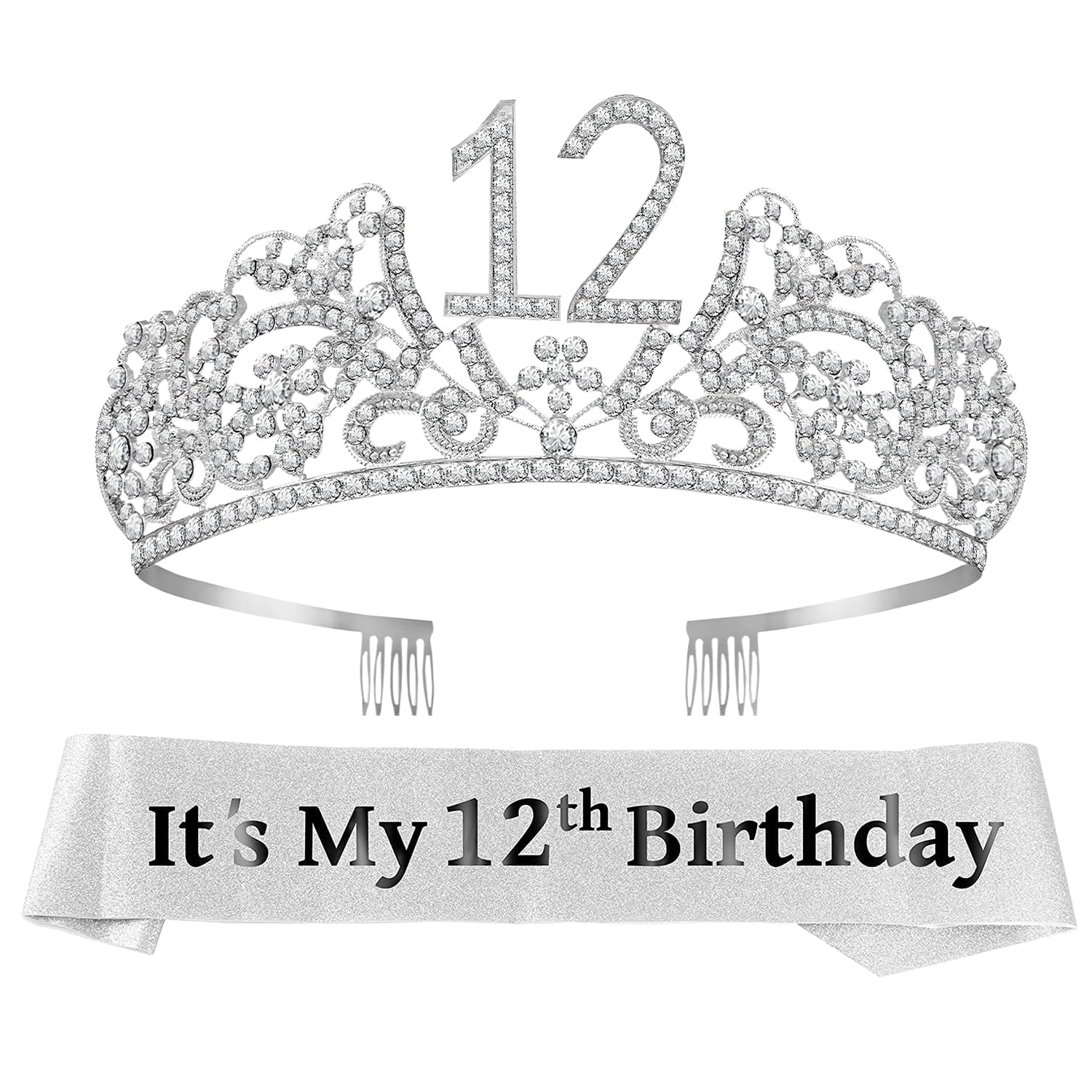 12th Birthday Sash and Tiara for Girls - Fabulous Glitter Sash ...