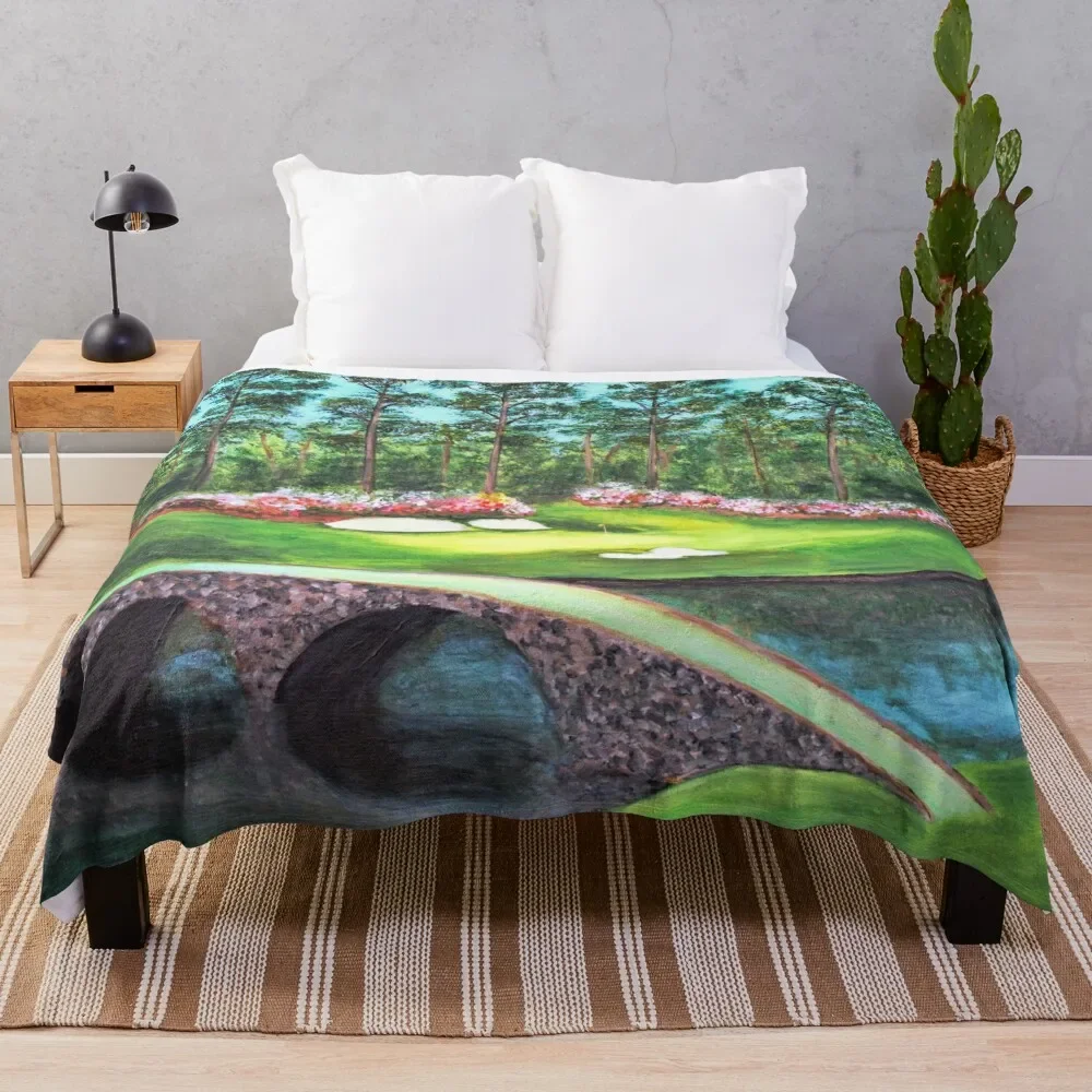 12th Hole At Augusta National Golden Bell Throw Blanket For Decorative ...