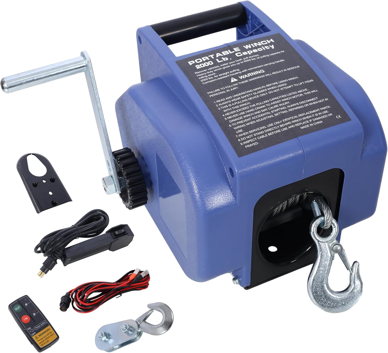 12v 2000lbsTrailer Winch,Reversible Electric Winch, for Boats Up to ...