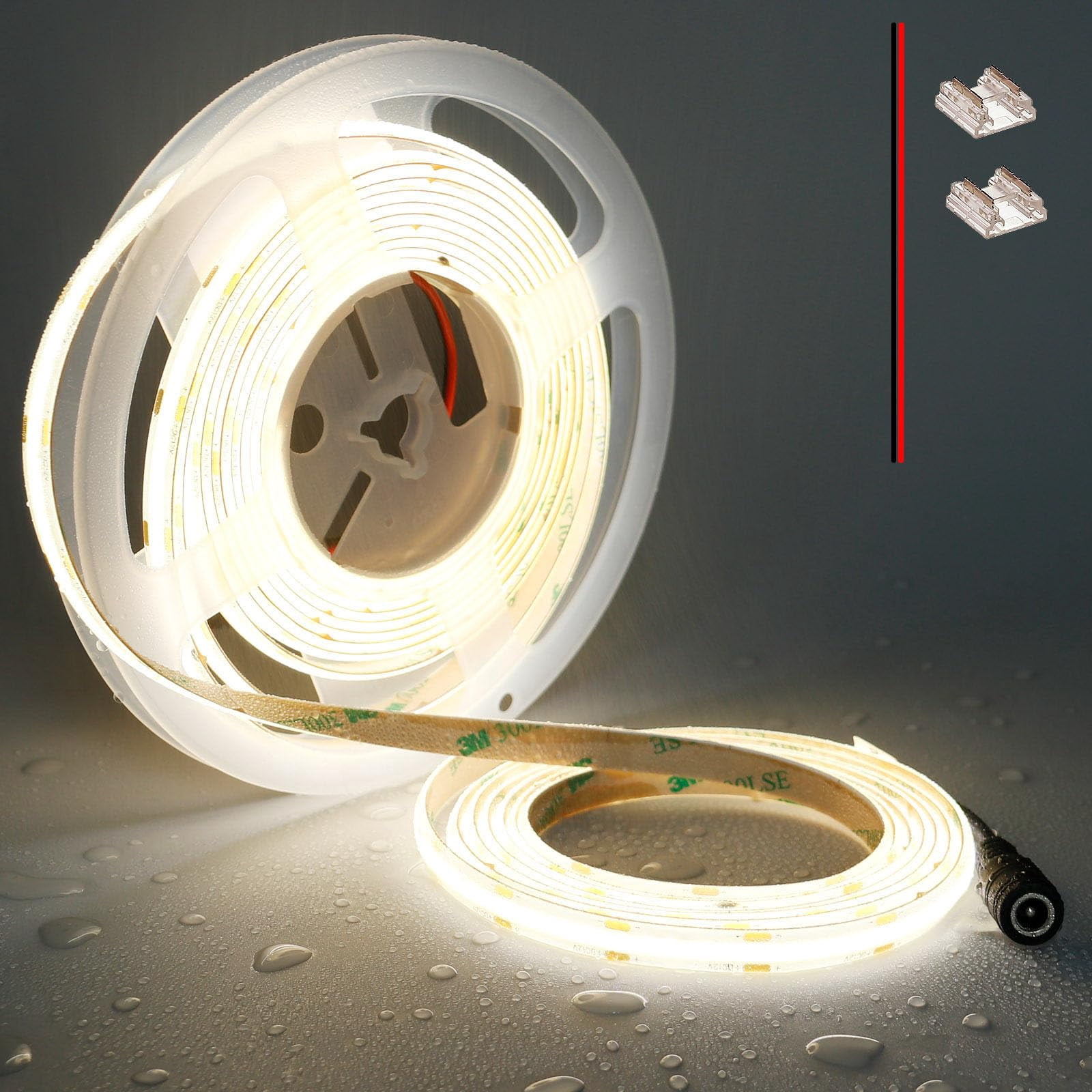 12v Cob Led Strip Light 4000k White Waterproof Ip65 480leds/m Super ...