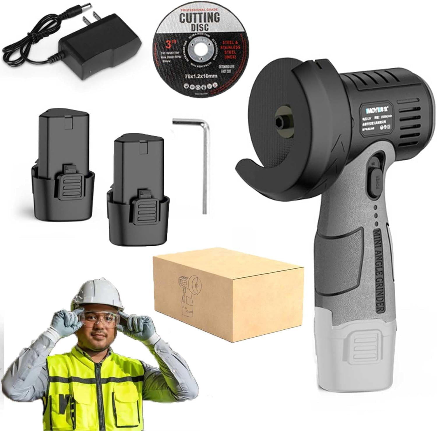12v Mini Angle Grinder with Cutting Disc - Portable Lithium-Powered ...