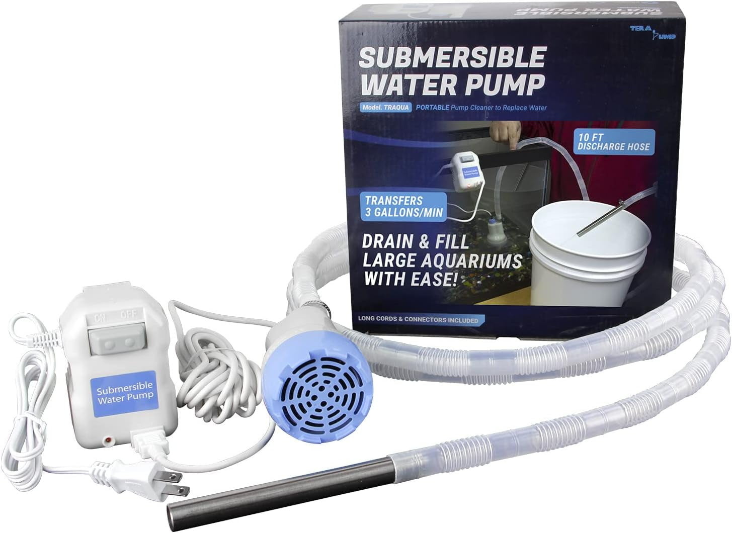 12v Submersible Fish Tank Water Pump with 10ft Discharge Hose and ...