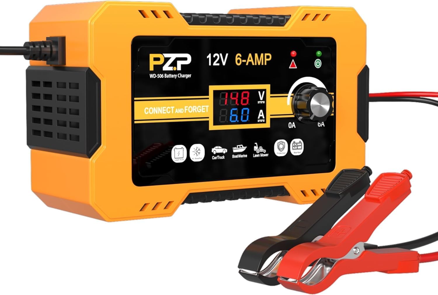 12v automatic car battery charger, 0-6a arbitrarily adjustable smart ...