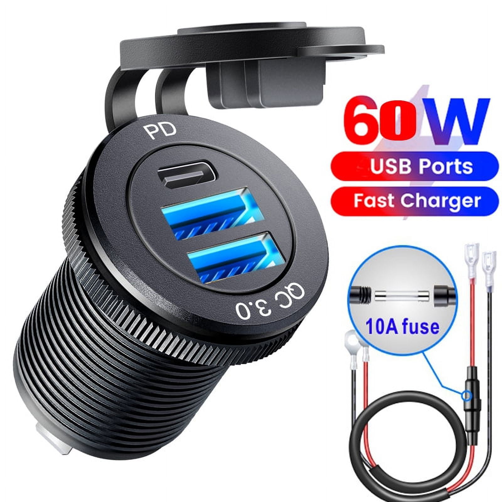 12v plug tomada usb automotiva car power socket PD Type C and QC3.0 USB ...