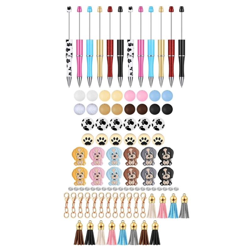 12x DIY Beadable Ballpoint Pen with Tassels Beadable Pens Kits for ...