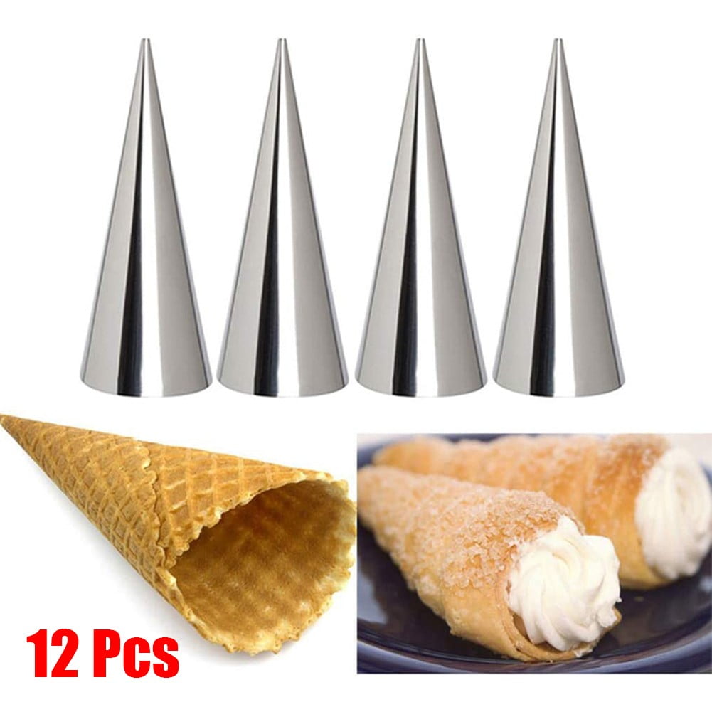12x Stainless Steel Baking Cones, Spiral Croissant Tubes, Horn Bread ...