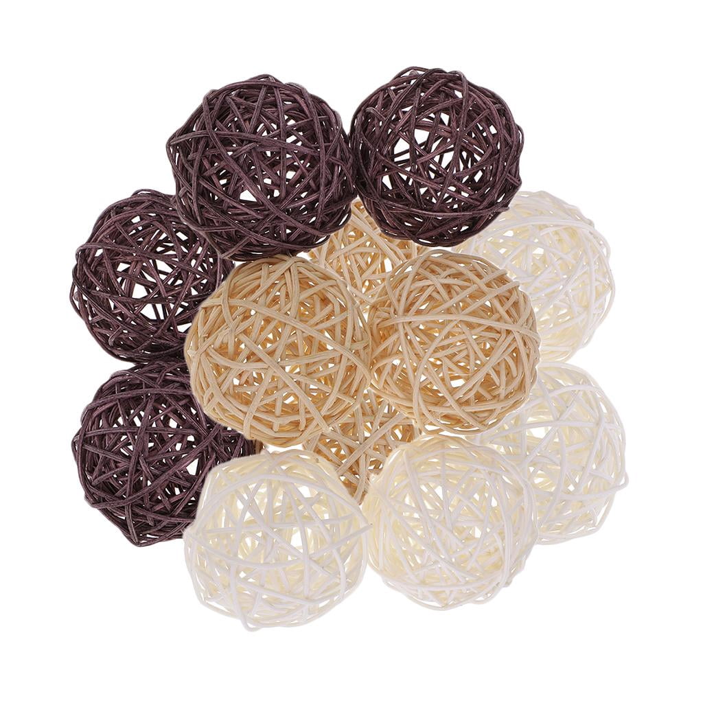 12x Wicker Rattan Balls Decorative Orbs Vase Fillers, Wicker Balls for ...