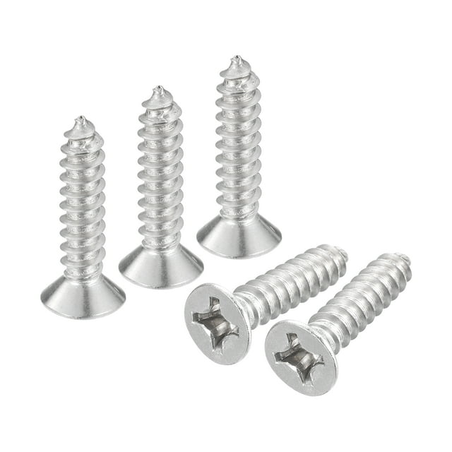 #12x1" Wood Screws, 25 Pack Phillips Self Tapping Screws 304 Stainless ...