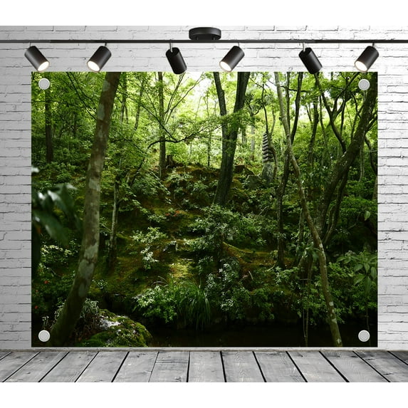 12x10ft Forest Backdrop Mossy Woodland and Stream Photo Backdrop Greenery Background Decoration ...