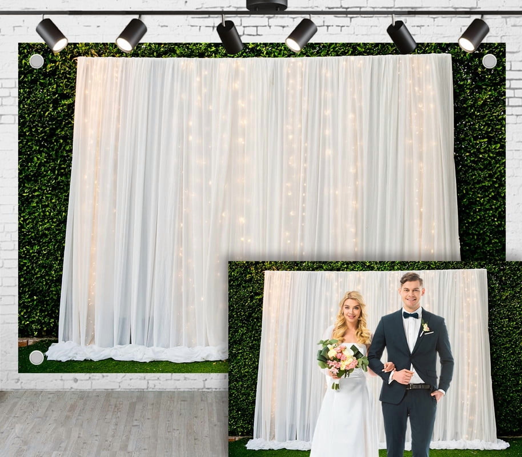 12x10ft Forest Wedding Photoshoot Backdrop White Multi-Layer Tulle With ...