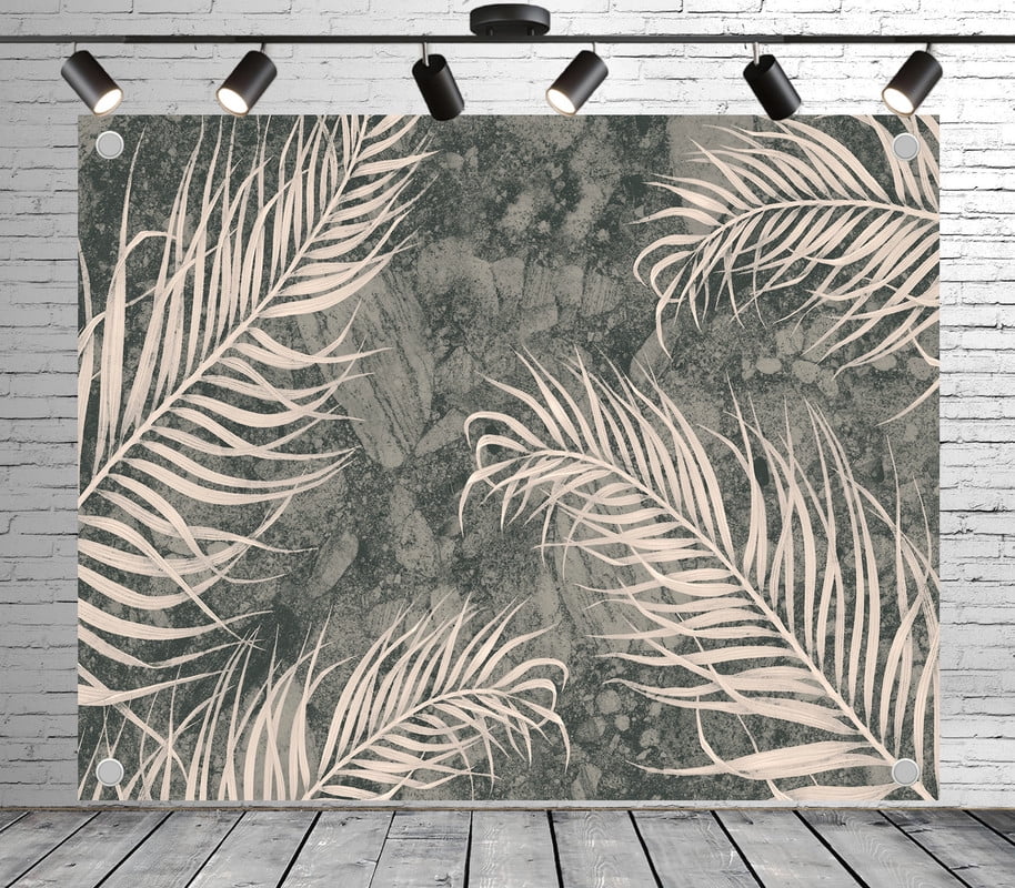 12x10ft Grey Backdrop Beige Palm Leaves Photo Backdrop Decoration ...