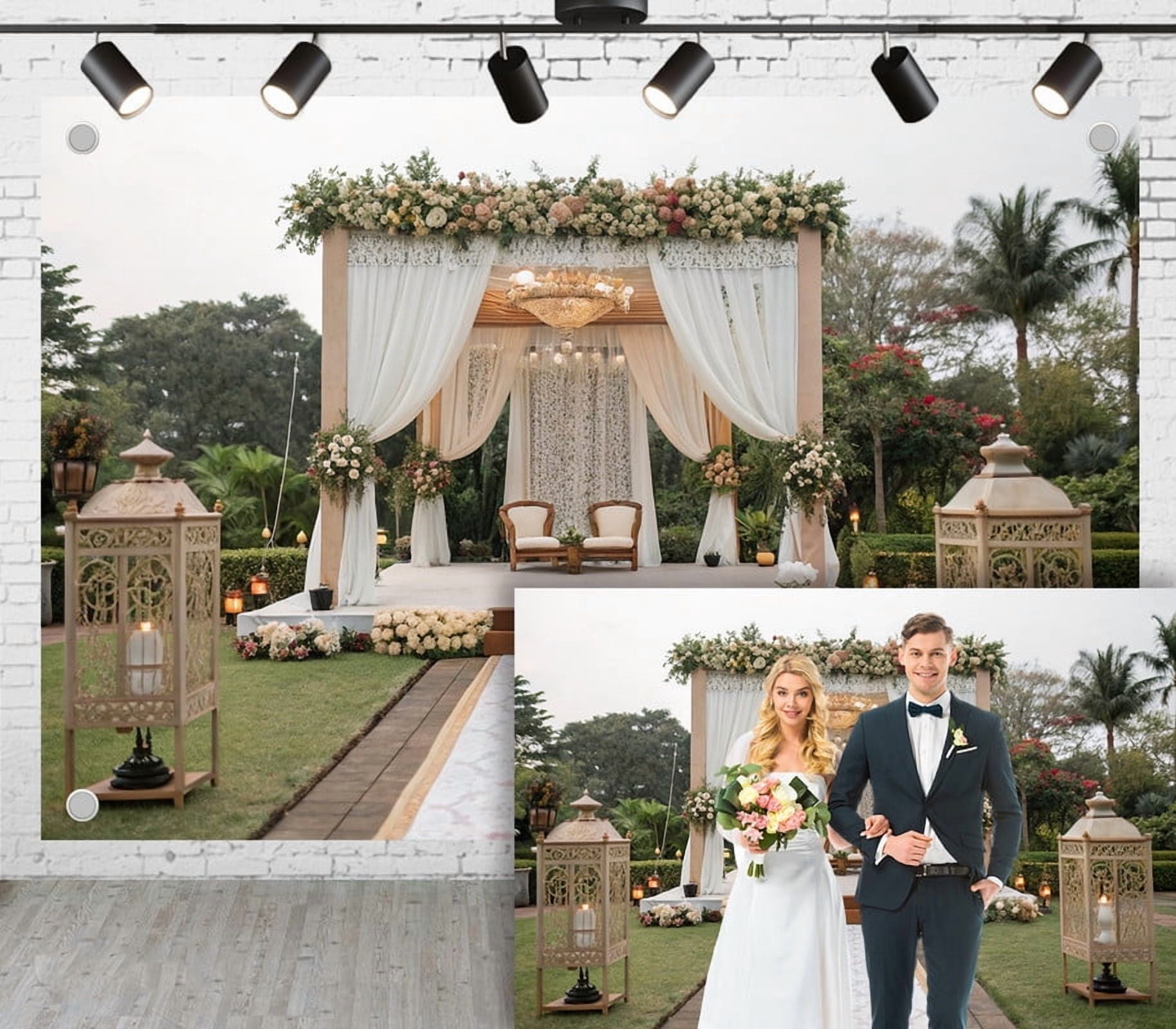 12x10ft Outdoor Garden Wedding Photoshoot Backdrop Wooden Carved ...
