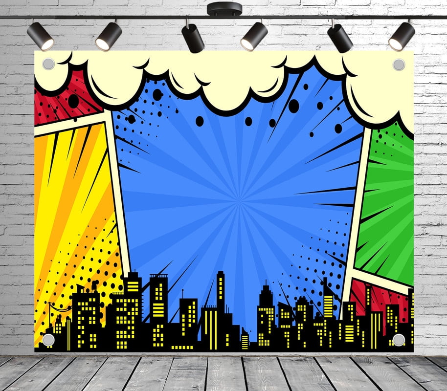 12x10ft Party Backdrop City Photo Backdrop Pop Art Style Background for ...