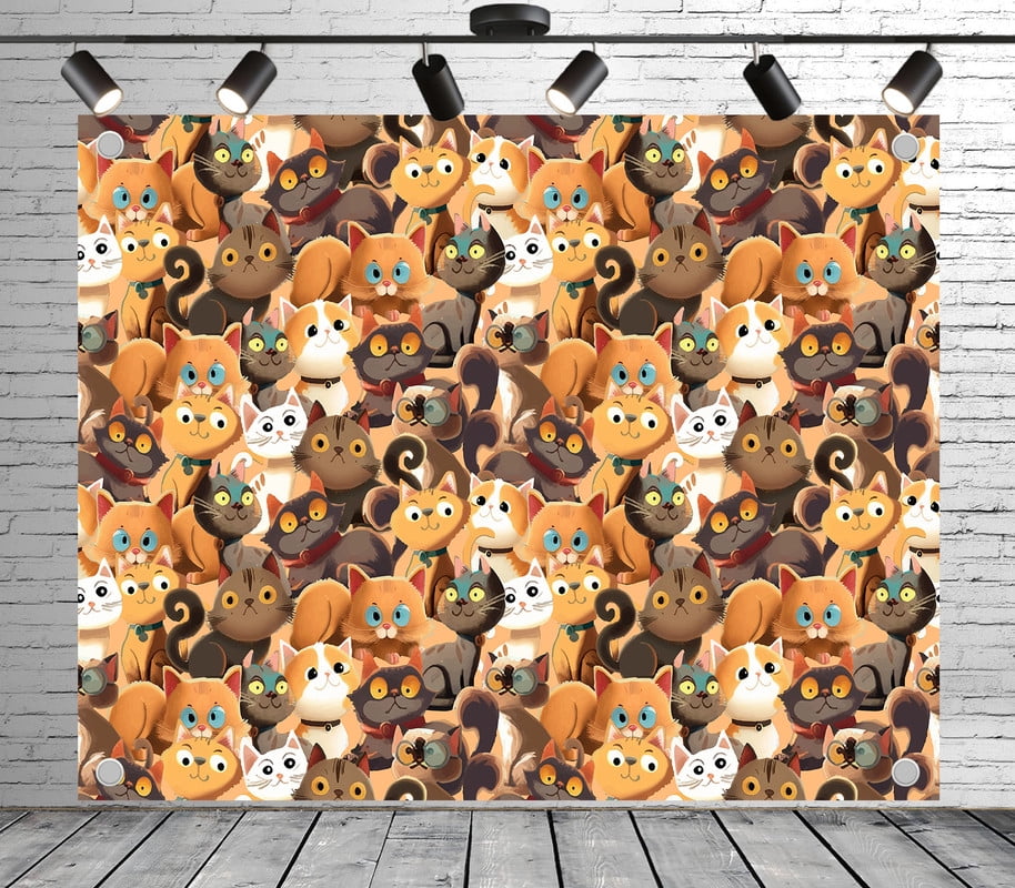 12x10ft Pattern Backdrop Cute Feline Patterned Photo Backdrop ...