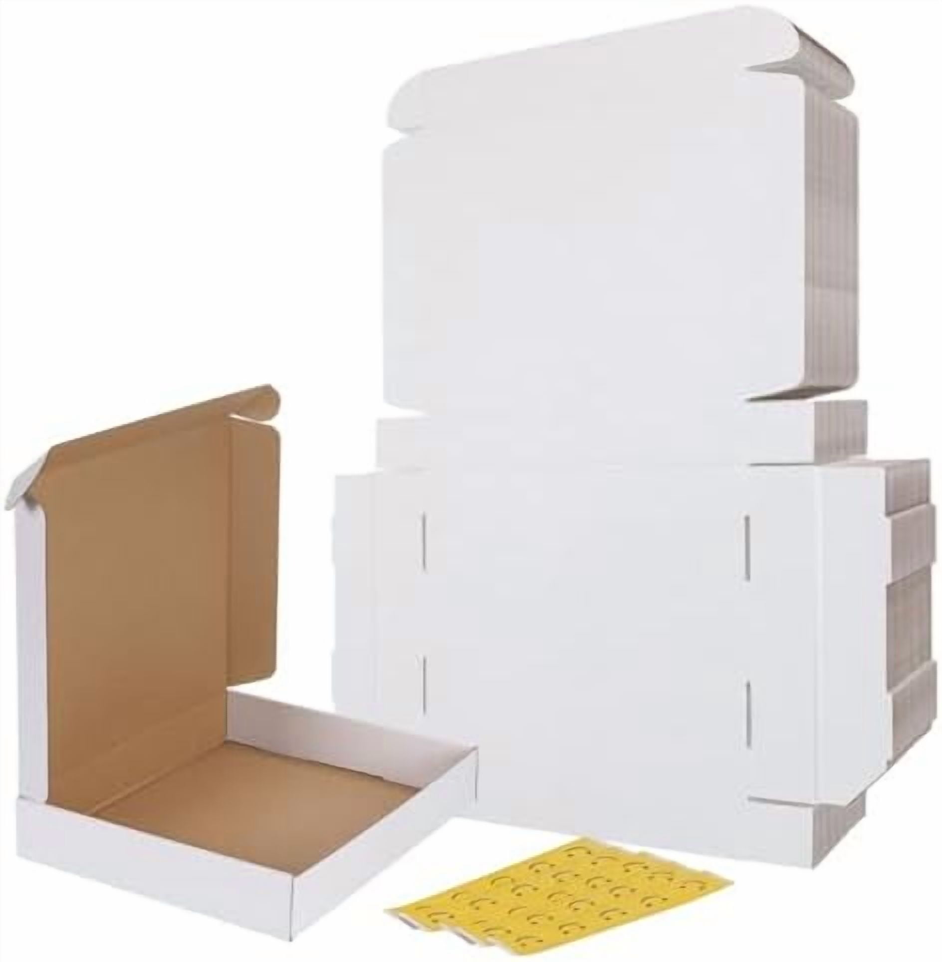 12x10x2 Shipping Boxes Set of 25, White Corrugated Cardboard Box for ...