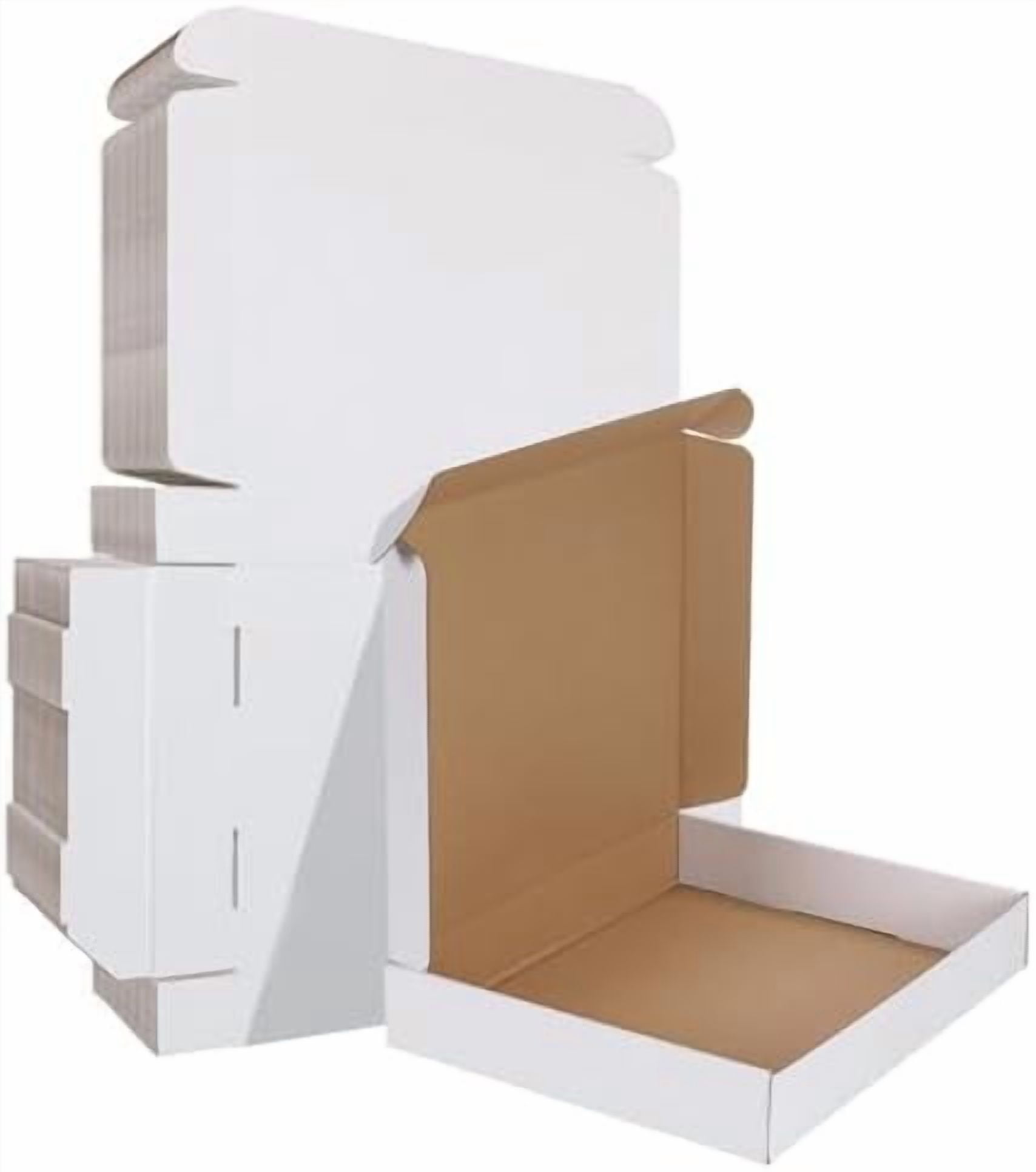 12x10x2 inches Shipping Boxes Set of 25, White Corrugated Cardboard Box ...