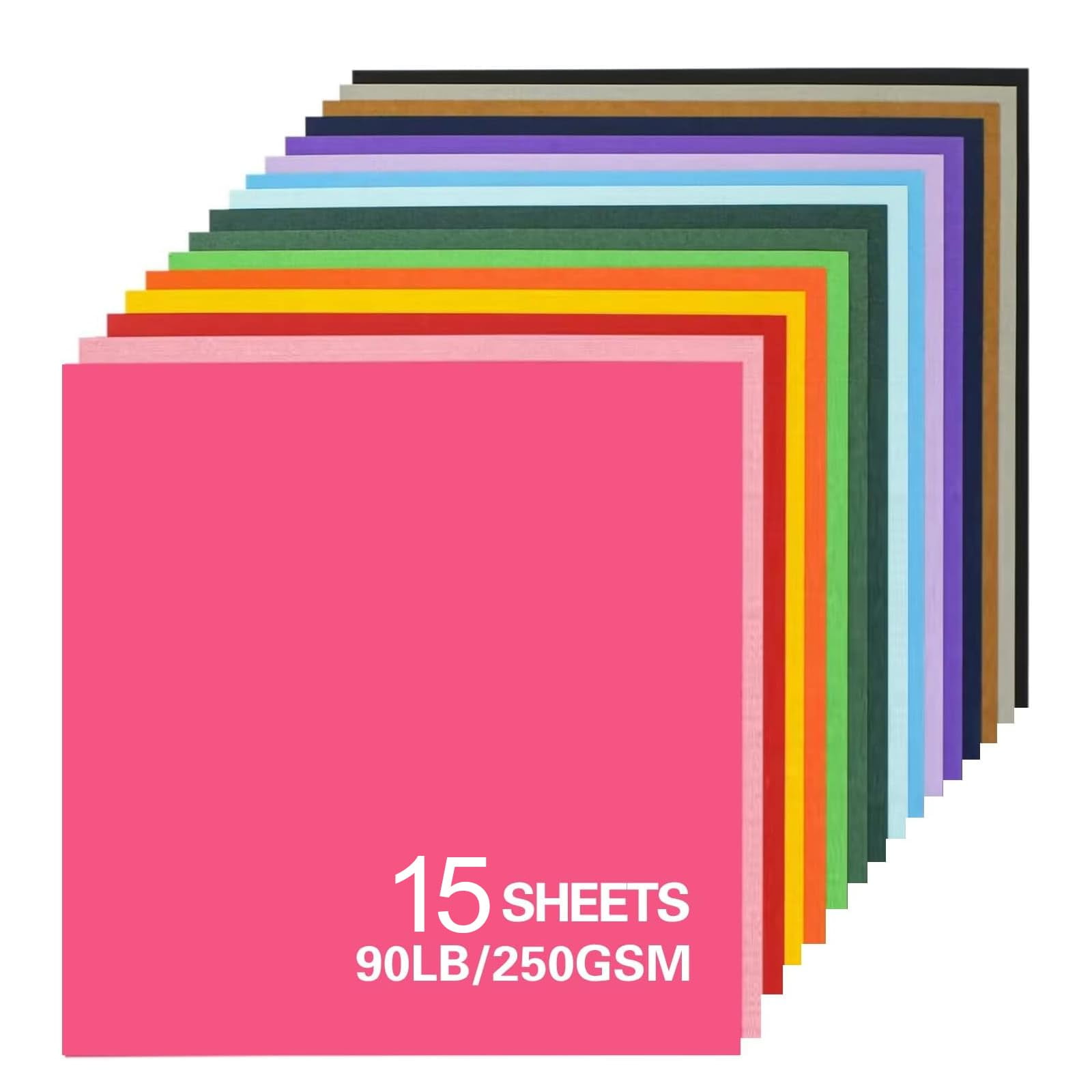 12x12 Cardstock 15sheets Colored TSF6 Cardstock Assorted 24 Colors, 90 ...