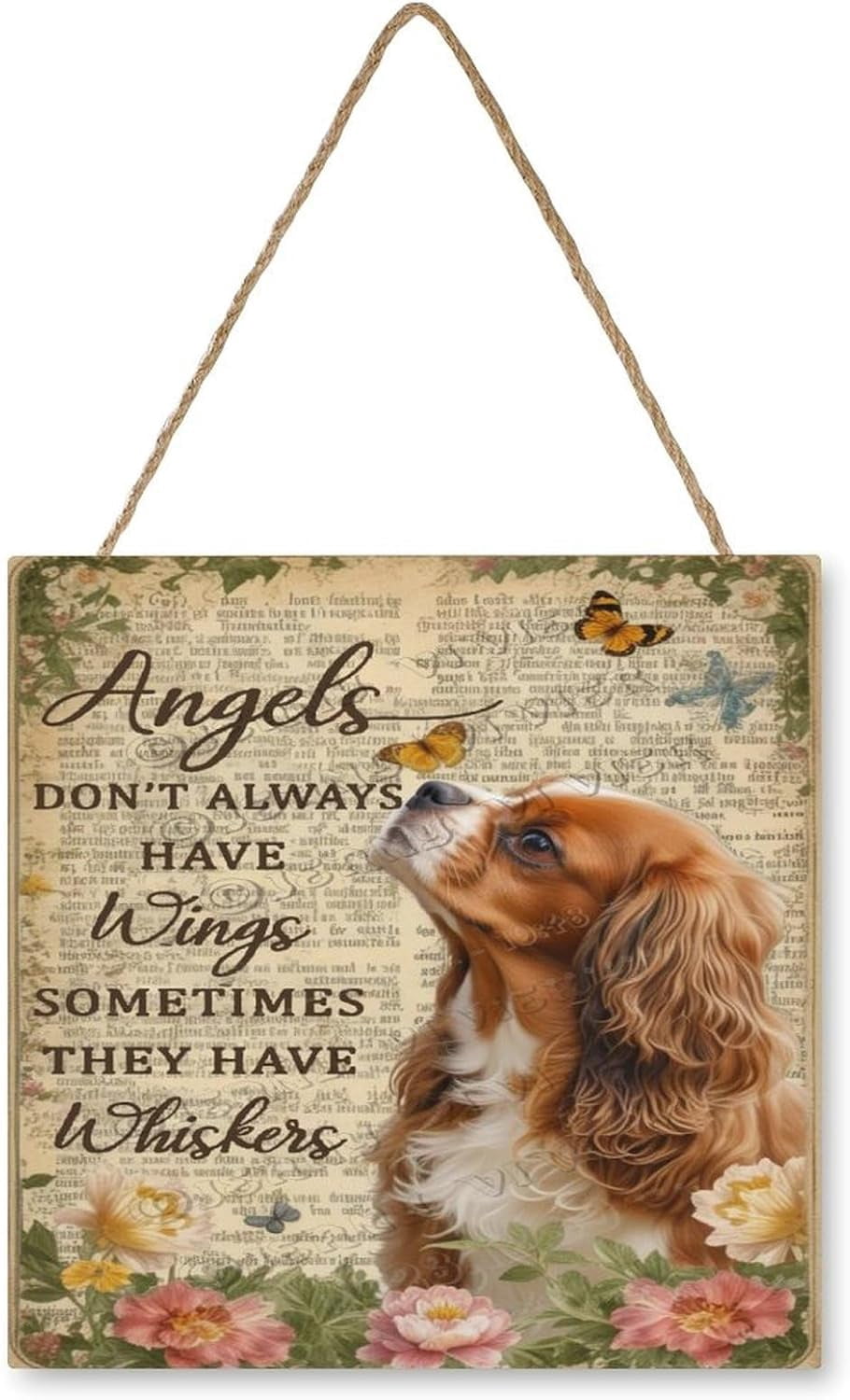 12x12 Cavalier King Charles Spaniel Wooden Wall Sign – Angel Dog Plaque ...