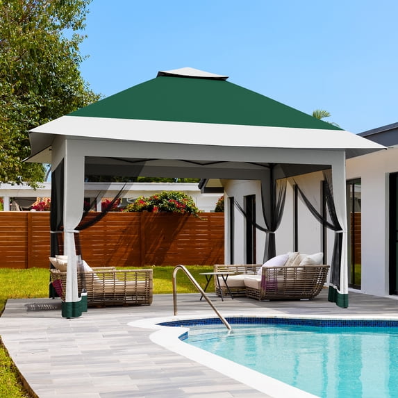 12x12 FT Outdoor Gazebo Canopy Tent, Double Tiers with Mosquito Netting ...