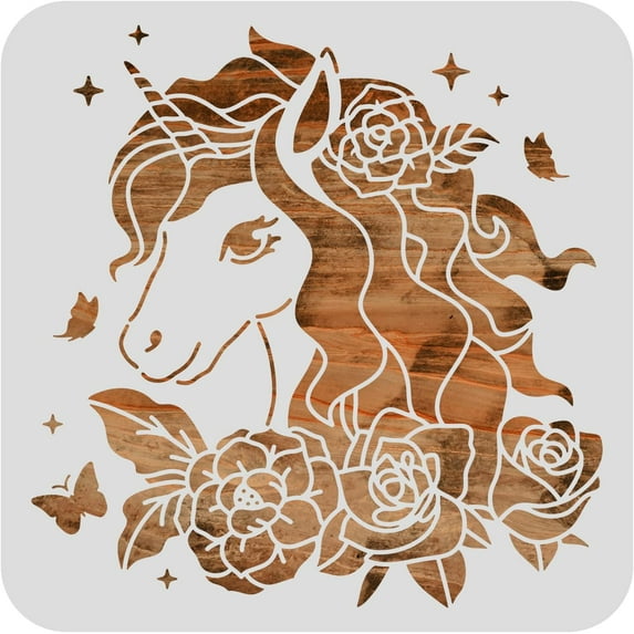 12x12 Fantasy Horse Plastic Stencils Flowers Butterflies Stars Cutouts ...