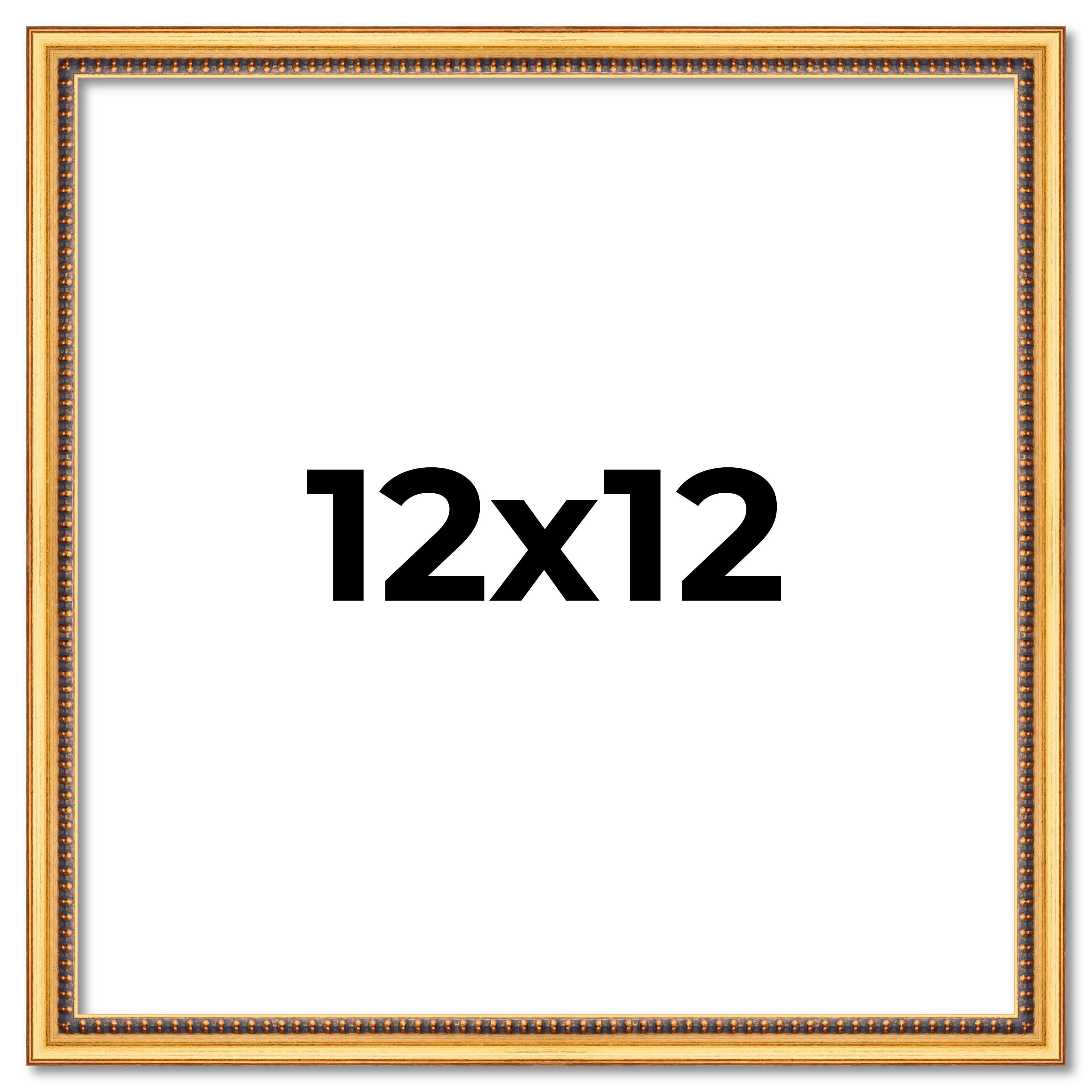 12x12 Frame Beaded Gold Solid Wood Picture Frame | 0.75 Inches Moulding ...