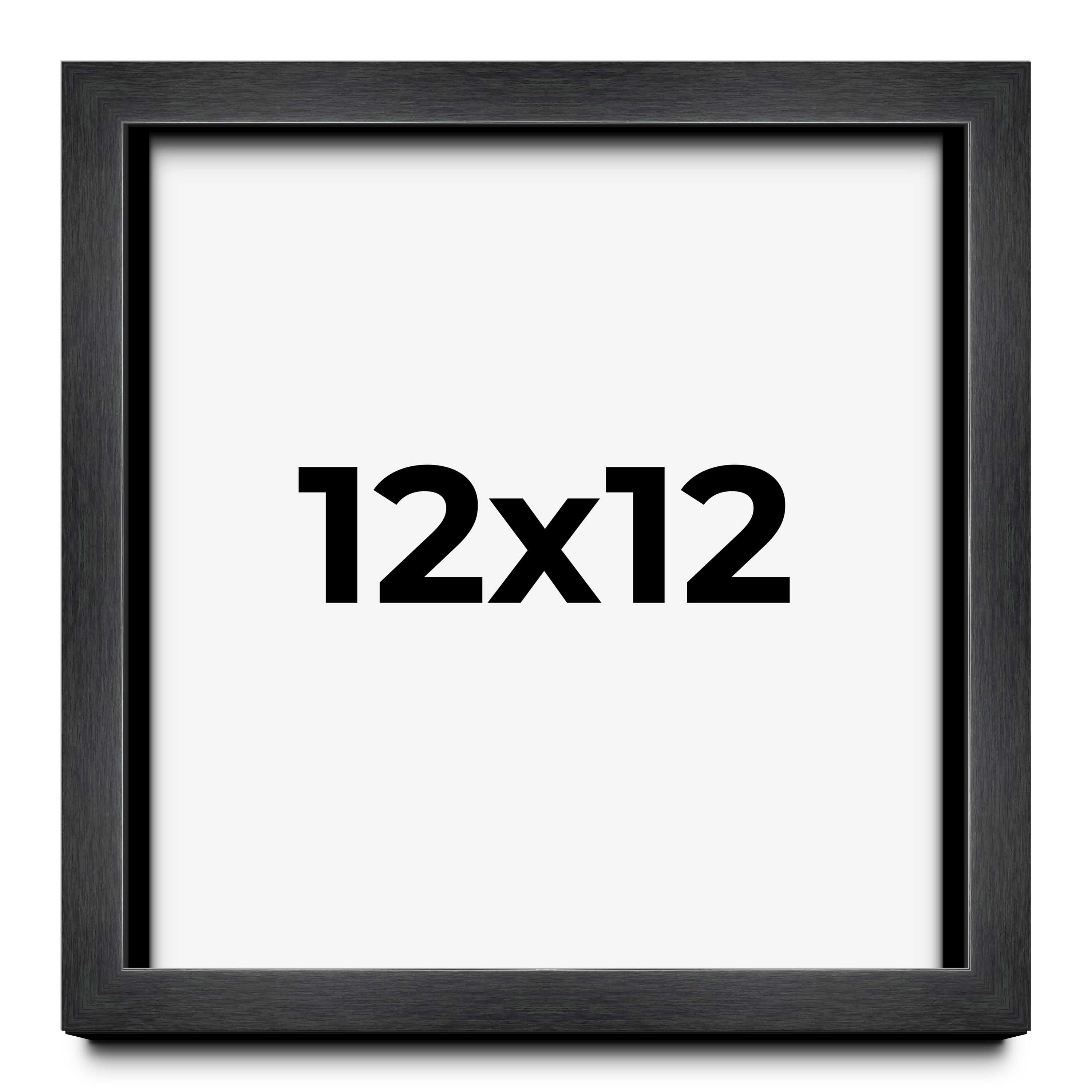 12x12 Frame Black Charcoal Grey Wood Textured Picture Frame | 0.75 Inch ...
