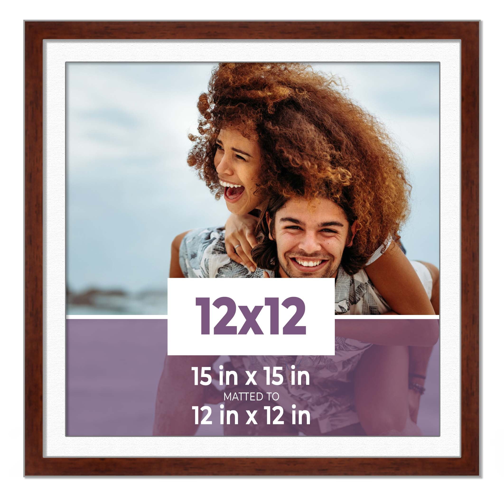 12x12 Frame Walnut With White Picture Mat For 12x12 Photo - Walnut ...