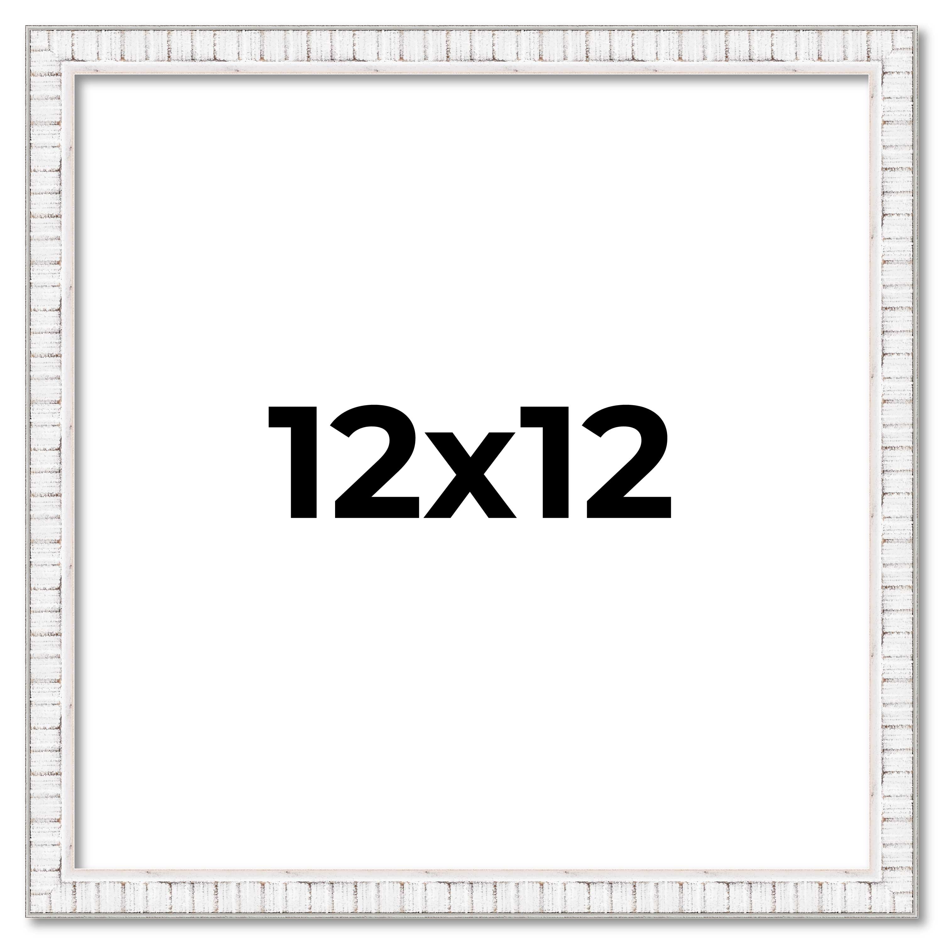 12x12 Frame White Scuffed Rustic Solid Wood Picture Frame | 0.75 Inch ...