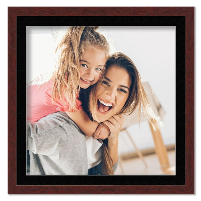 12x12 Frame with Mat - Brown 15x15 Frame Wood Made to Display Print or ...