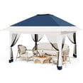 12x12 Ft Pop-Up Patio Gazebo with Double Roof Waterproof Canopy Mesh ...