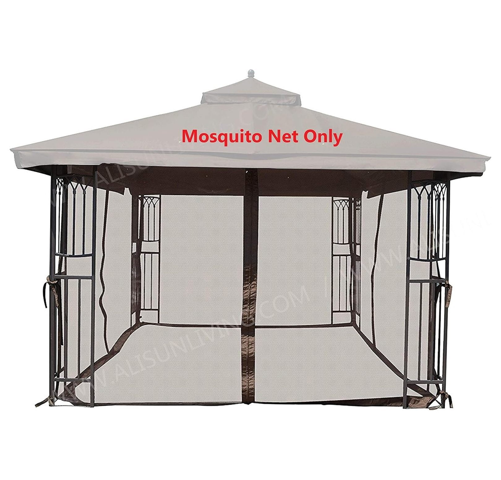 12x12 Gazebo Mosquito Netting - Brown Replacement Netting - Universal ...