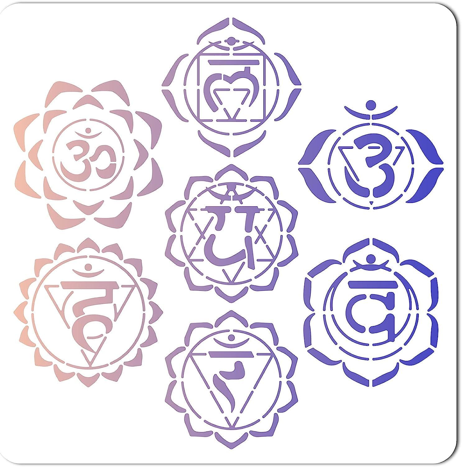12x12 Inch Chakra Stencil 7 Styles Mandala Flower Pattern Templates ...