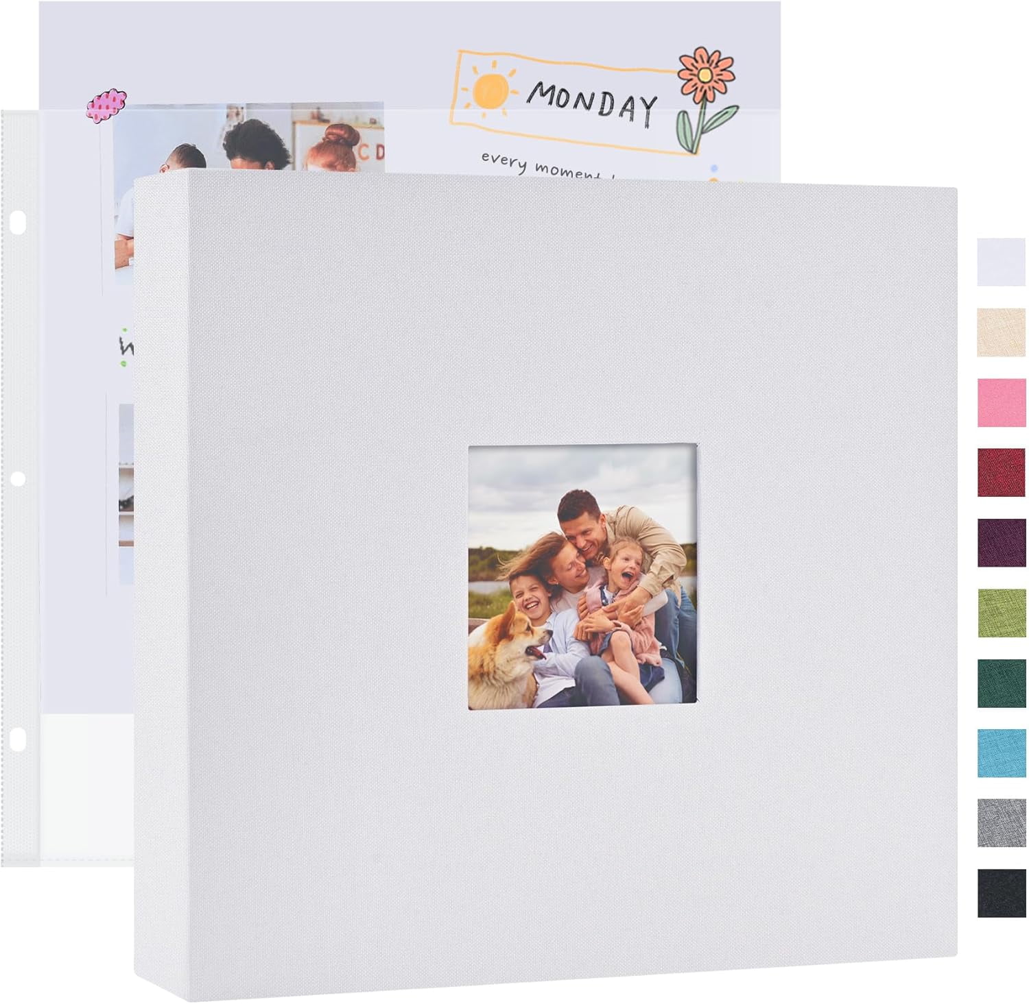 12x12 Inch DIY Scrapbook Photo with 20 Plastic Sleeves 40 Pages Linen ...