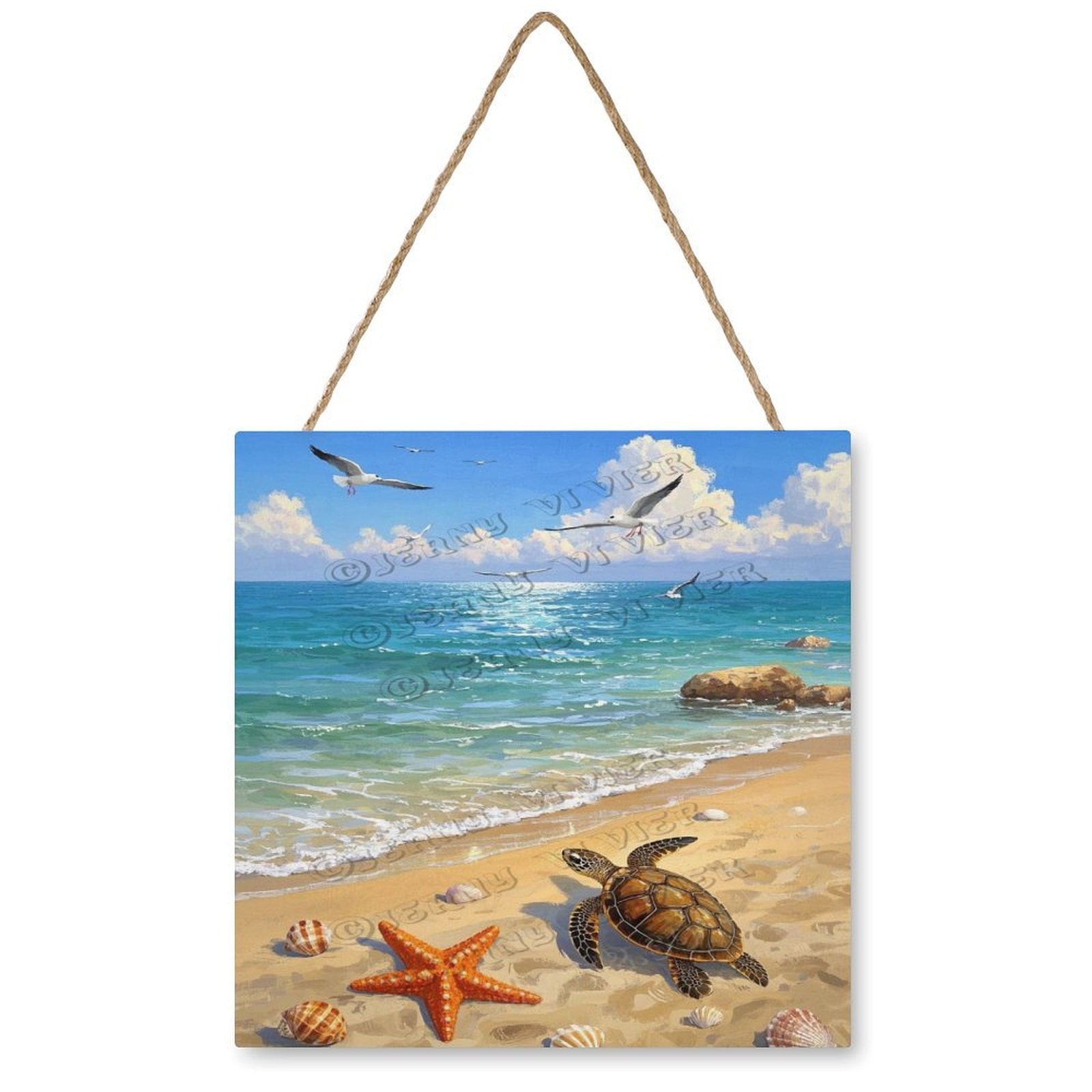 12x12 Inch Wooden Hanging Sign, Dolphin Theme, Rustic Wooden Plaque for ...