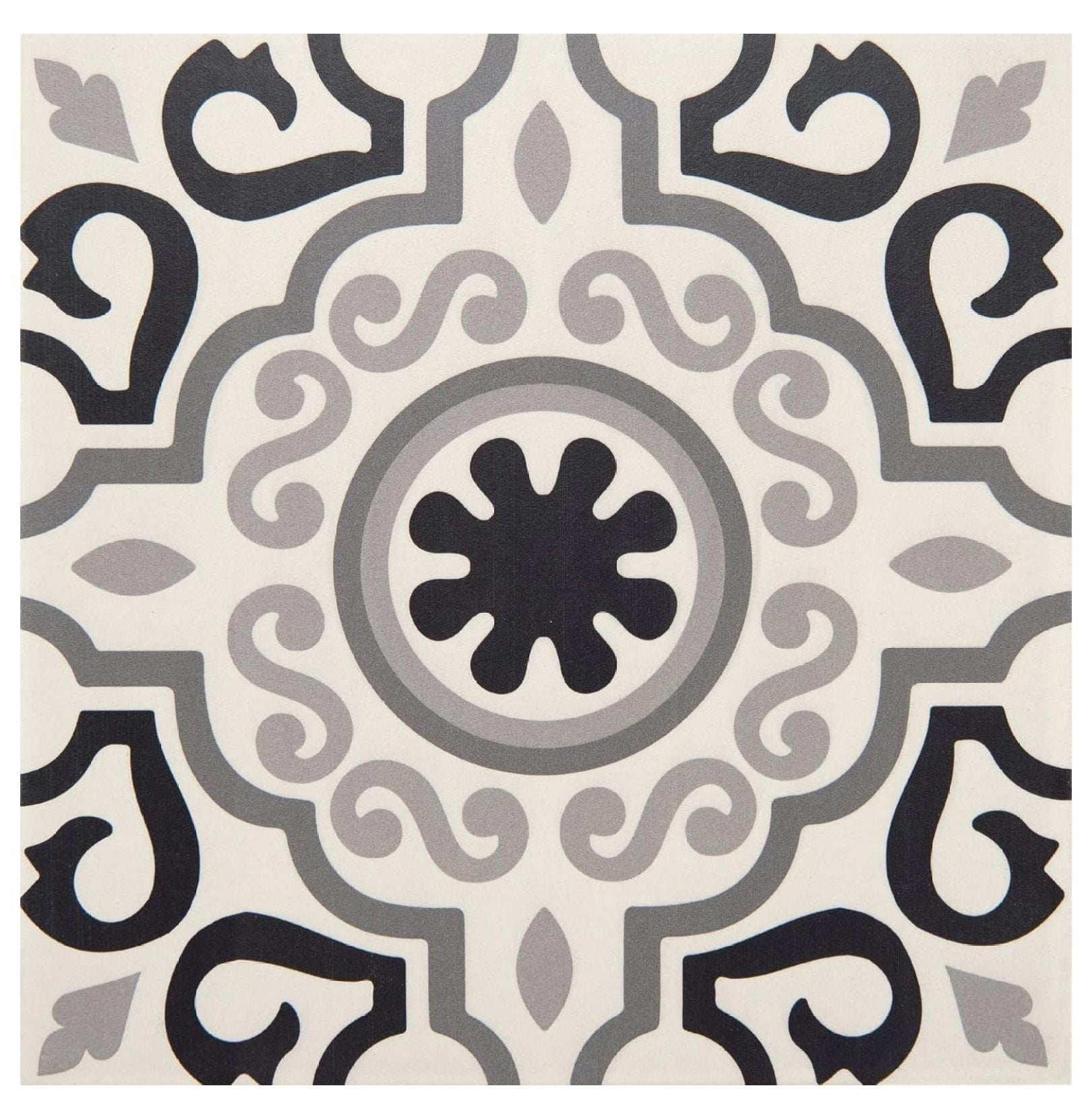 12x12 Marseille Encaustic Pattern Ceramic Tile Floor Wall (4) - Walmart.com